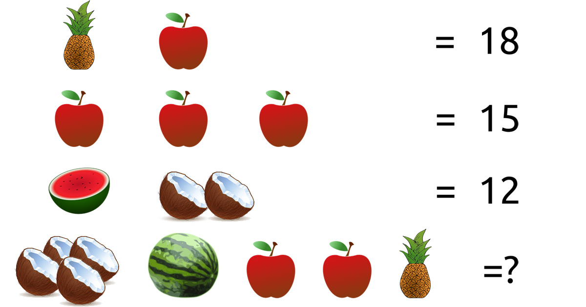 数字ではなくて果物を使った算数の問題を解くことができますか？